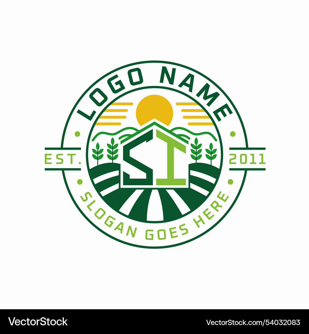 Modern farmhouse si logo design letter Royalty Free Vector