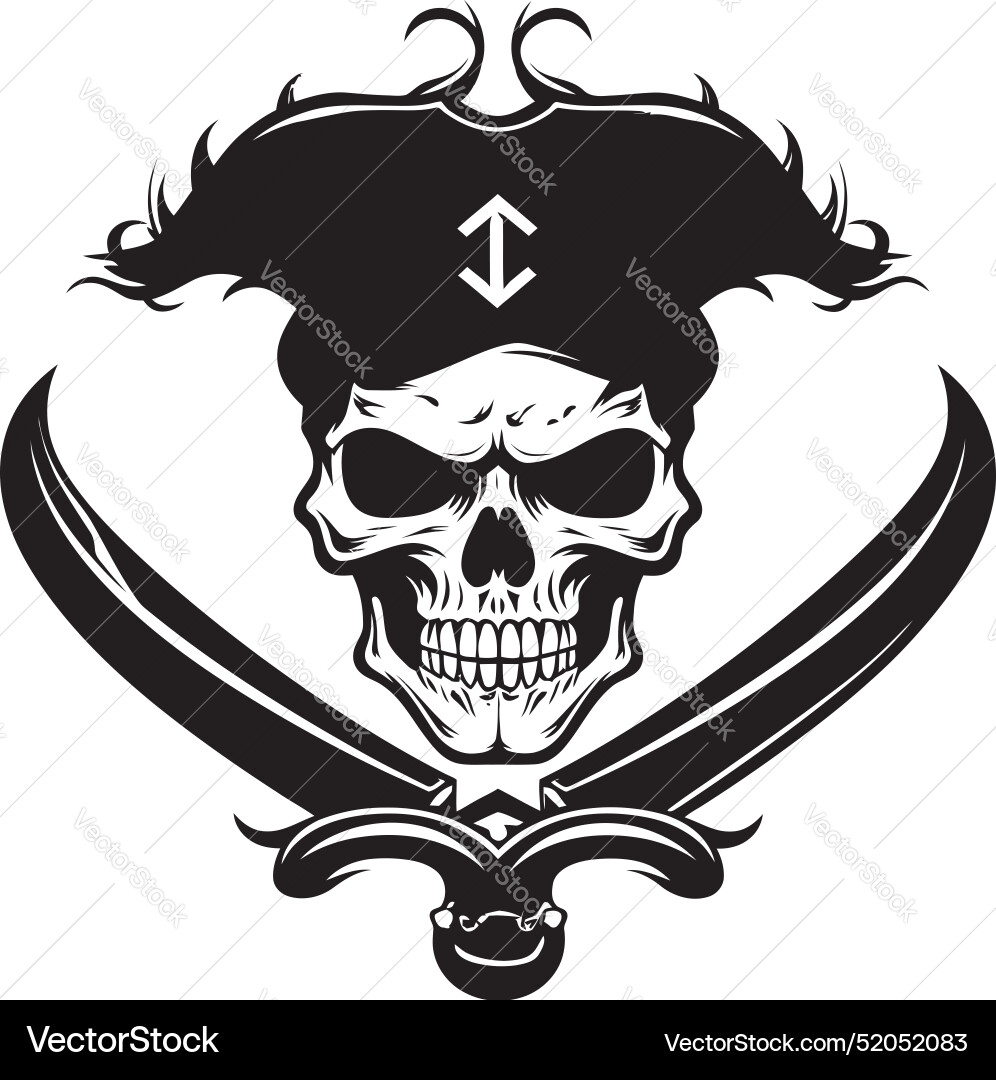 Pirate captains insignia deadly dagger skull Vector Image