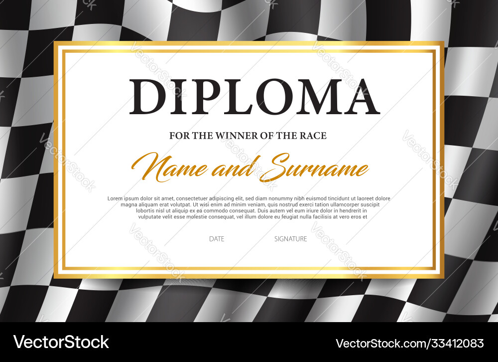 Race winner diploma certificate template Vector Image