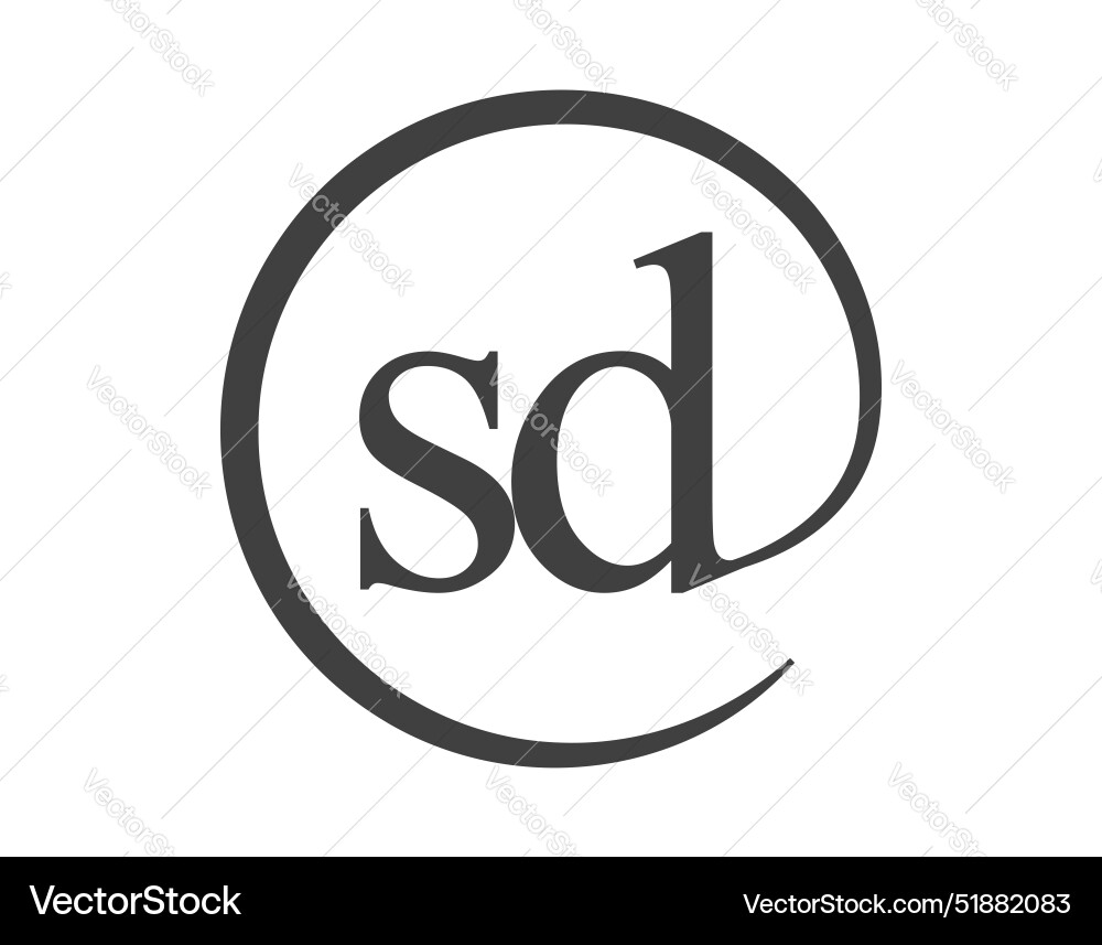 Sd logo from two letter with circle shape email Vector Image