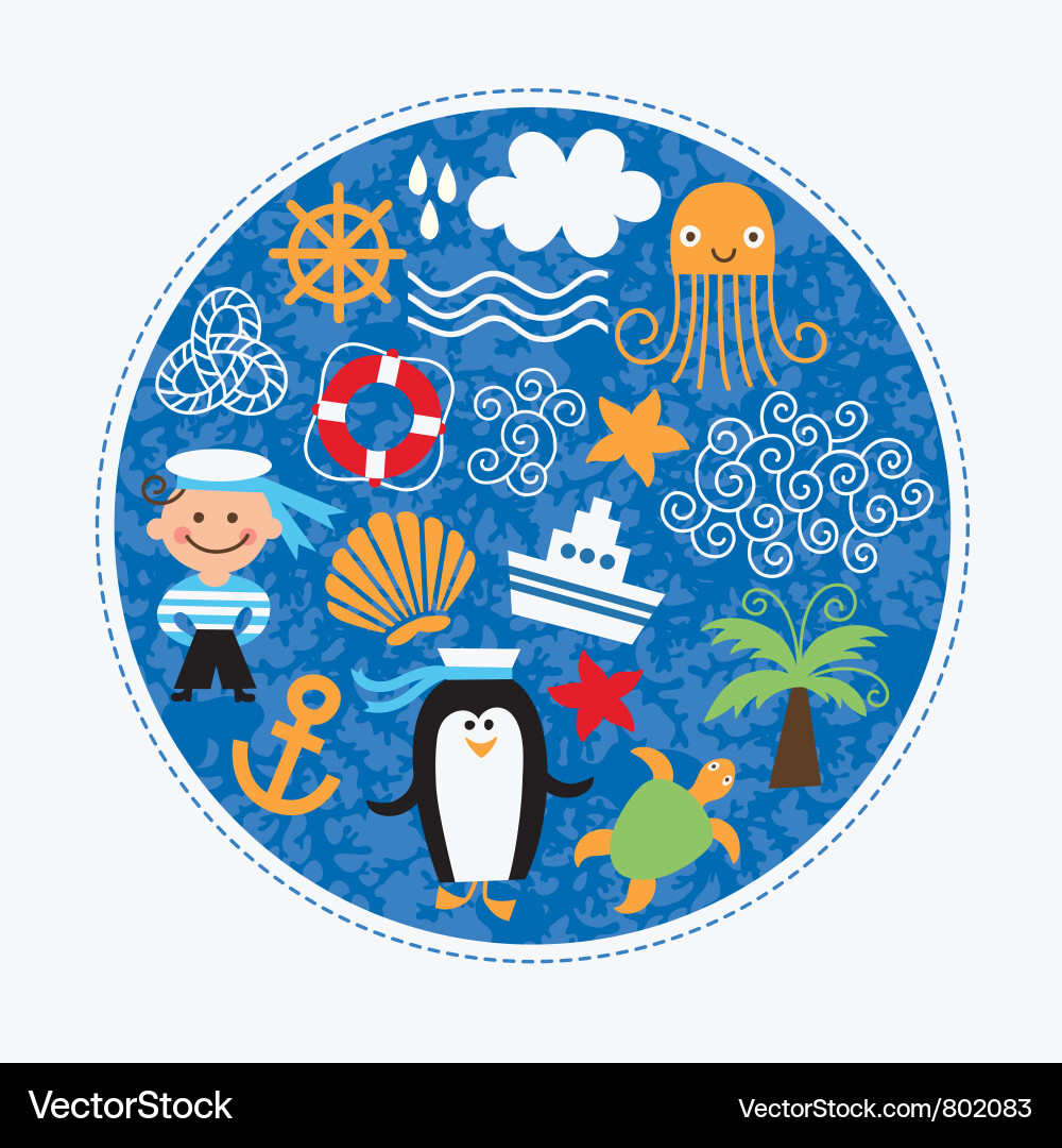 Set of sea elements Royalty Free Vector Image - VectorStock