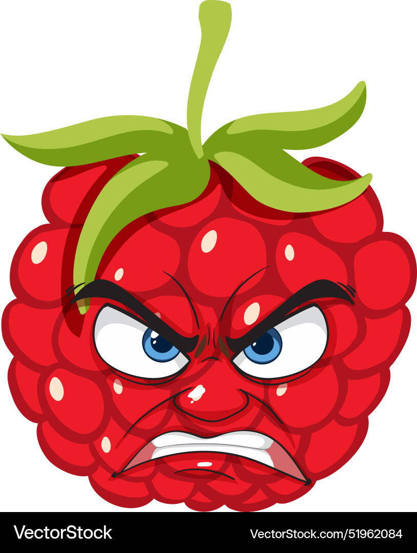A furious raspberry with an expressive face Vector Image
