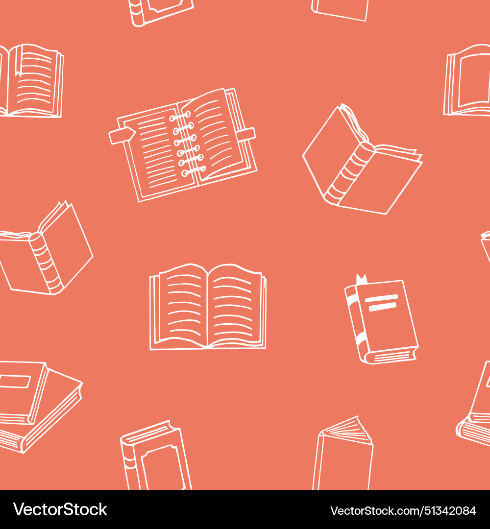 Books seamless pattern hand drawn doodle style Vector Image
