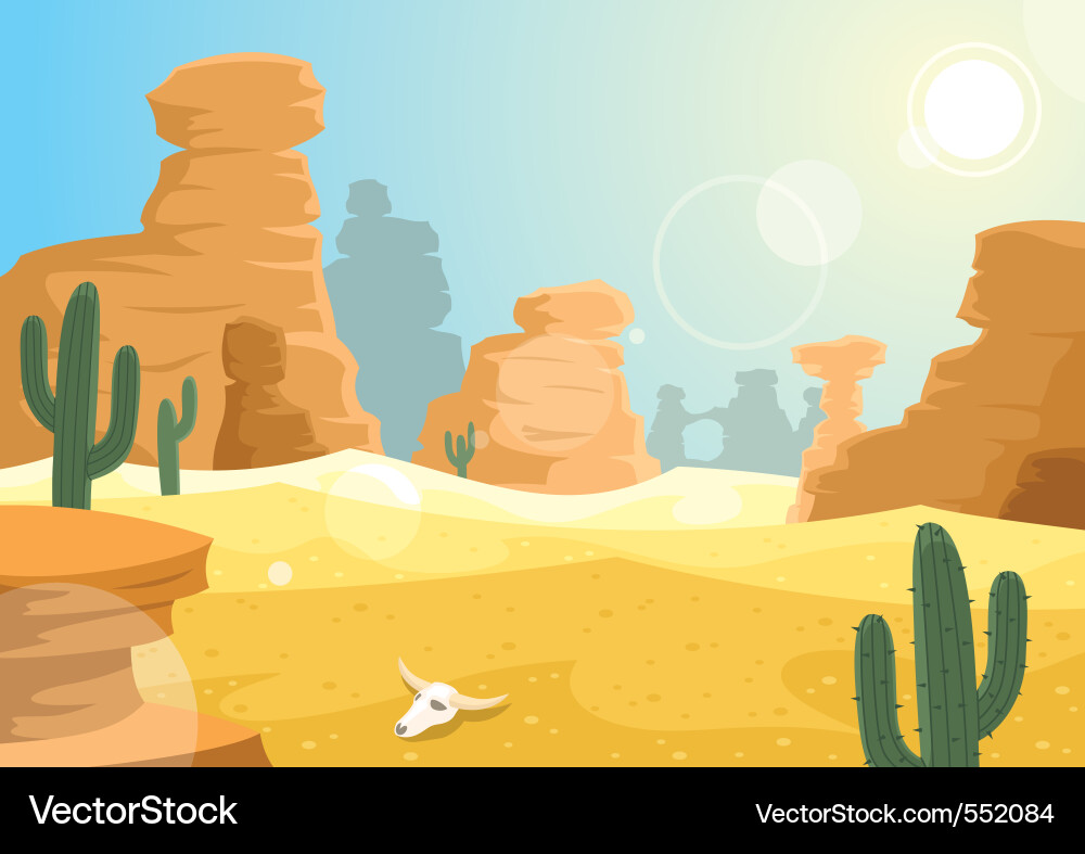Cartoon Desert Landscape – Royalty-Free Vector | VectorStock