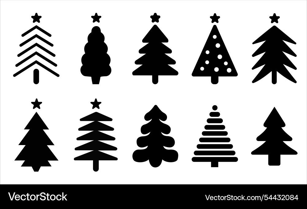 Christmas tree icon set art Royalty Free Vector Image