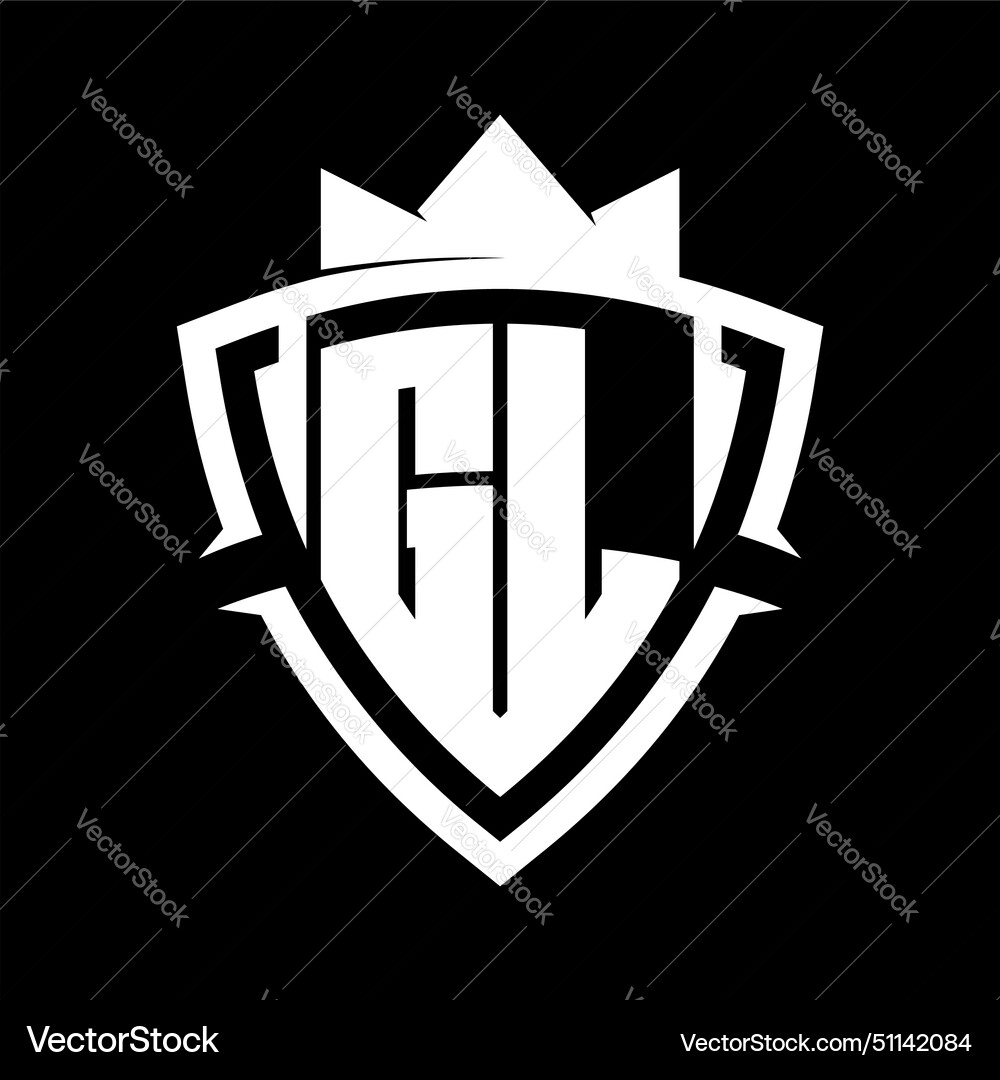 Gl letter monogram with triangle curve shield Vector Image