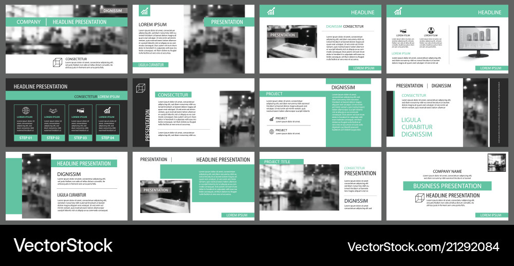 Green presentation templates for slide Royalty Free Vector
