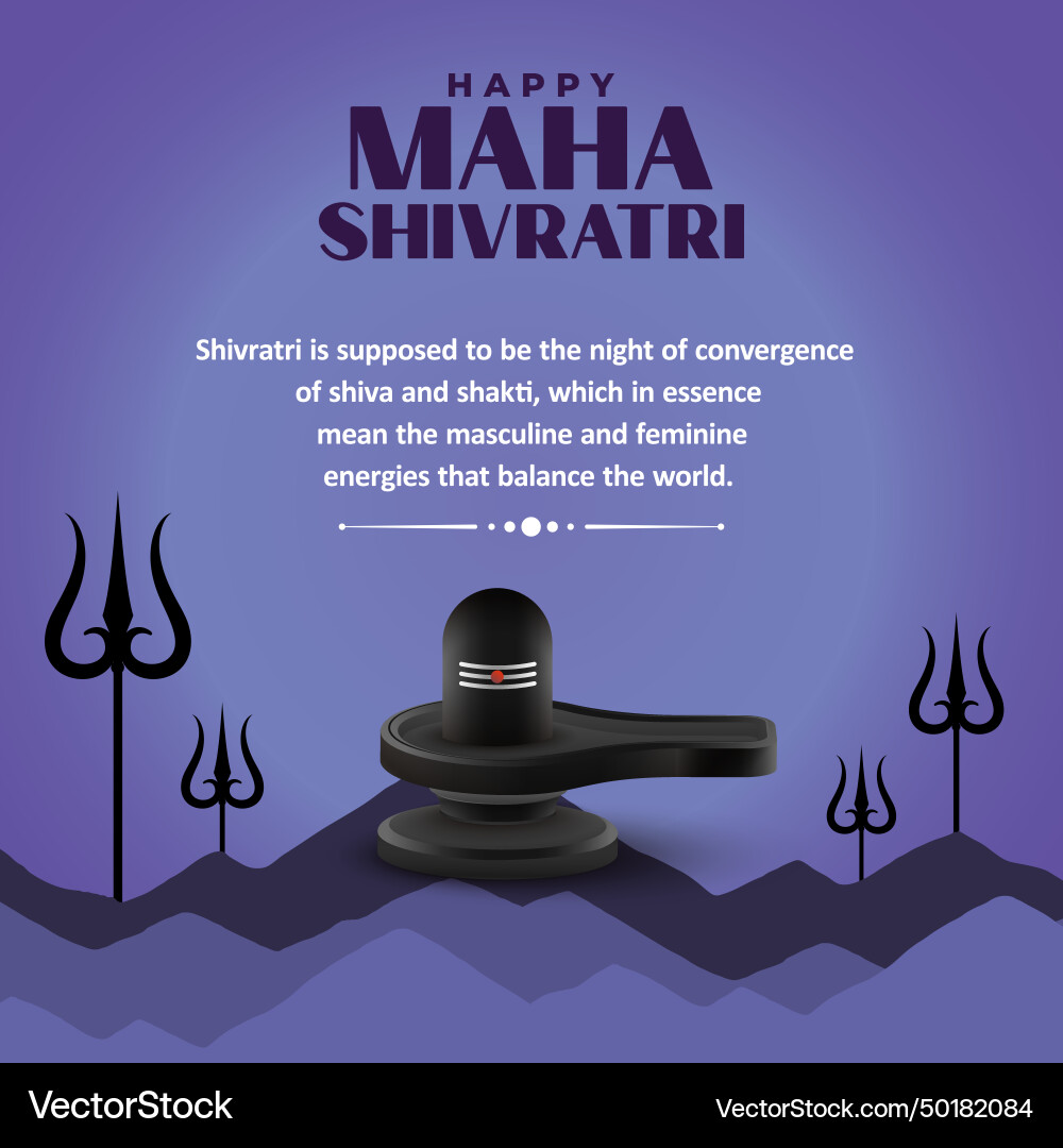 Happy maha shivratri greeting card design Vector Image