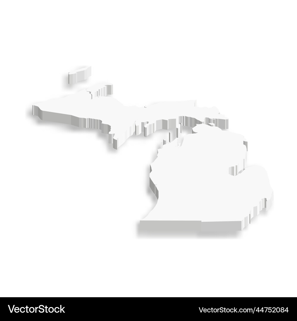 Michigan us state 3d map Royalty Free Vector Image