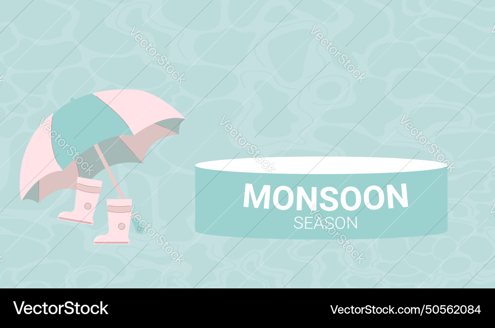 Monsoon season banner template podium Royalty Free Vector