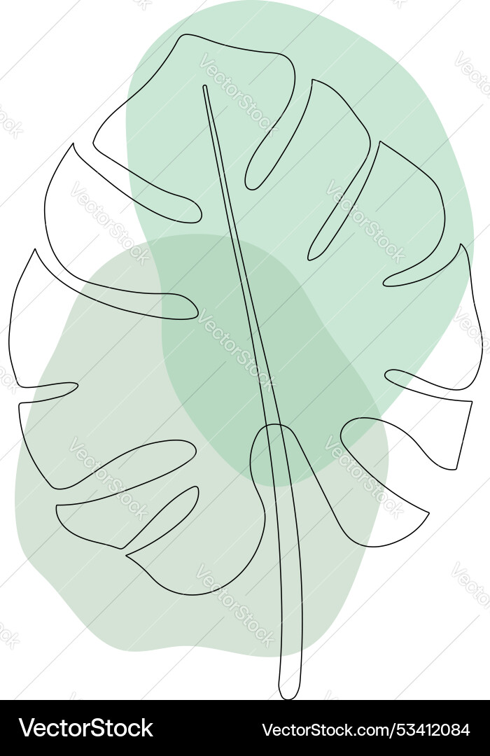 Monstera leaf abstract contemporary line art Vector Image