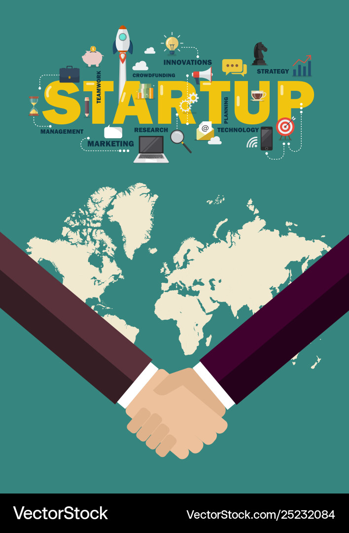 Partnership handshake startup concept Royalty Free Vector