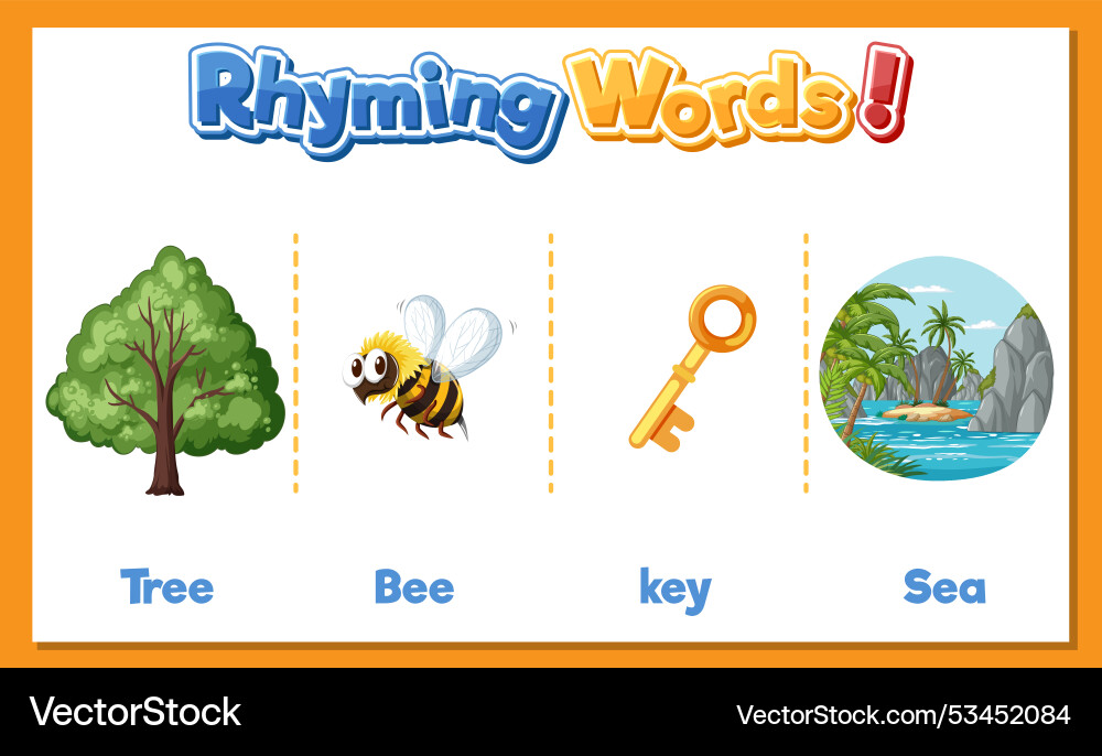 Rhyming words with images Royalty Free Vector Image