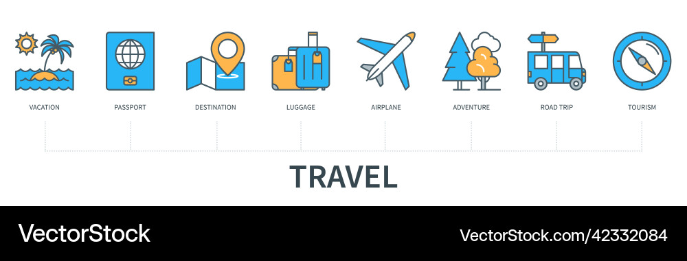 Travel infographics in minimal flat line style Vector Image