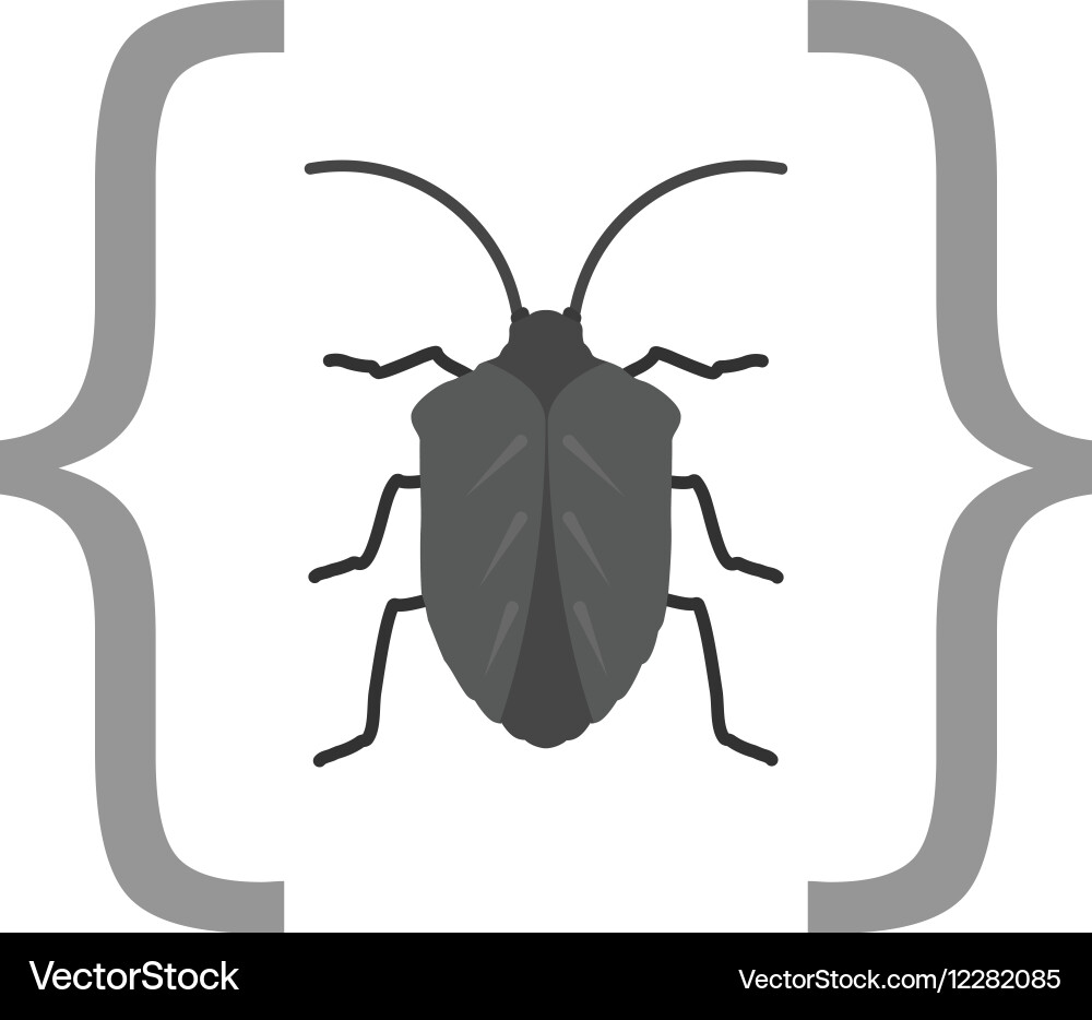 Bug in code Royalty Free Vector Image - VectorStock