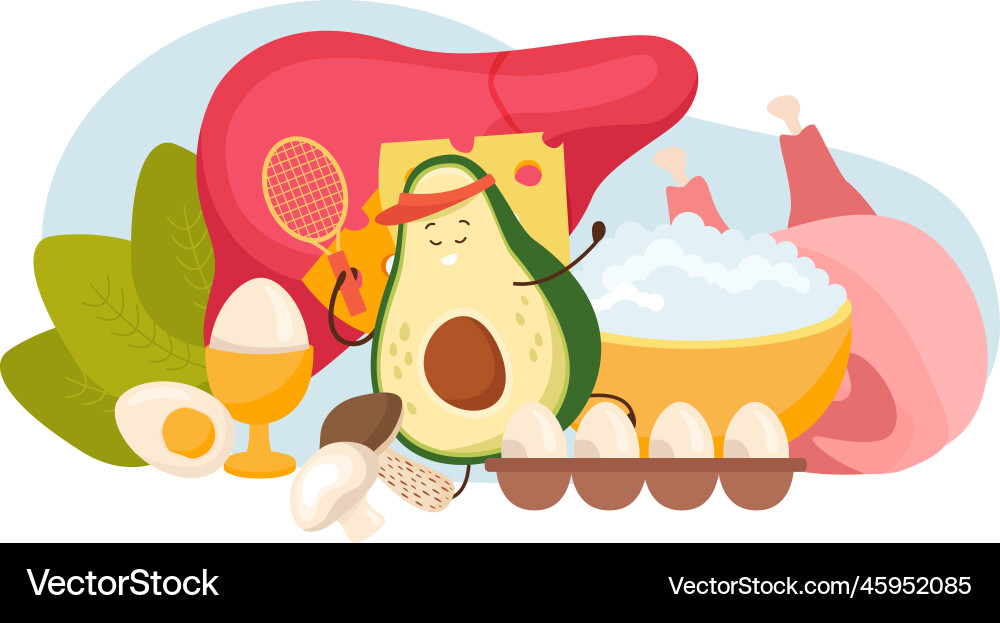 Cartoon avocado flat background Royalty Free Vector Image