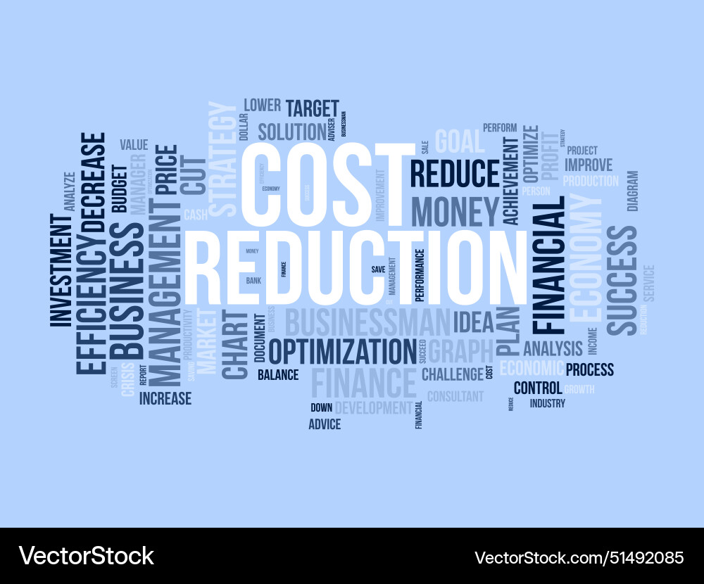 Cost reduction word cloud template efficiency Vector Image Cost reduction word cloud template efficiency Vector Image