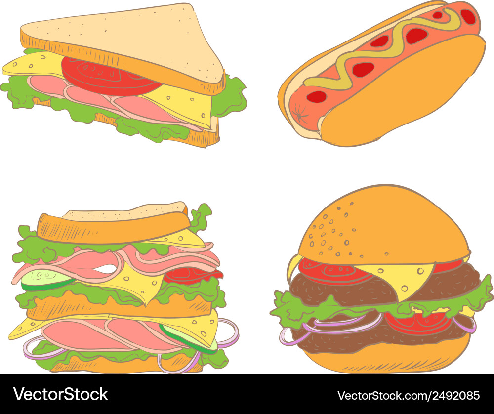 Delicious Food Collection Royalty Free Vector Image