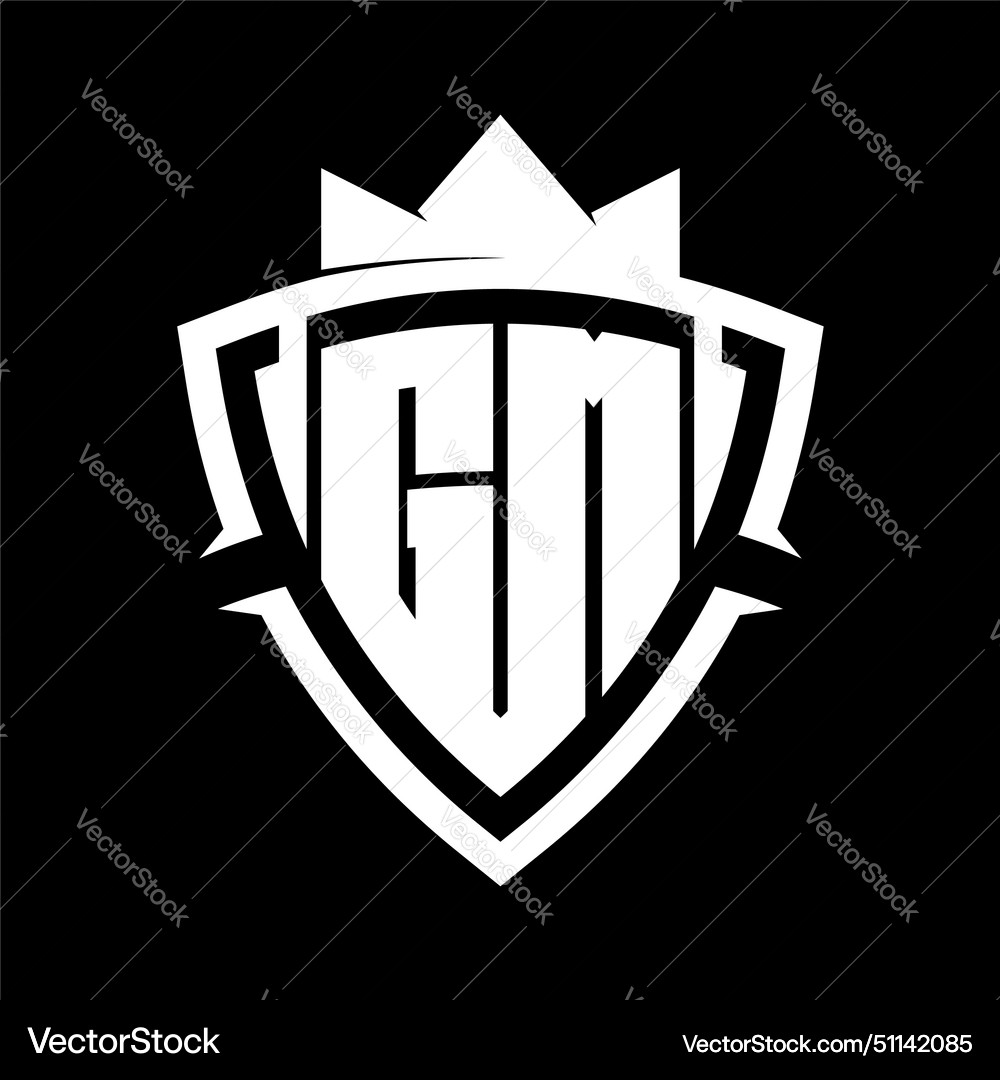Gm letter monogram with triangle curve shield Vector Image