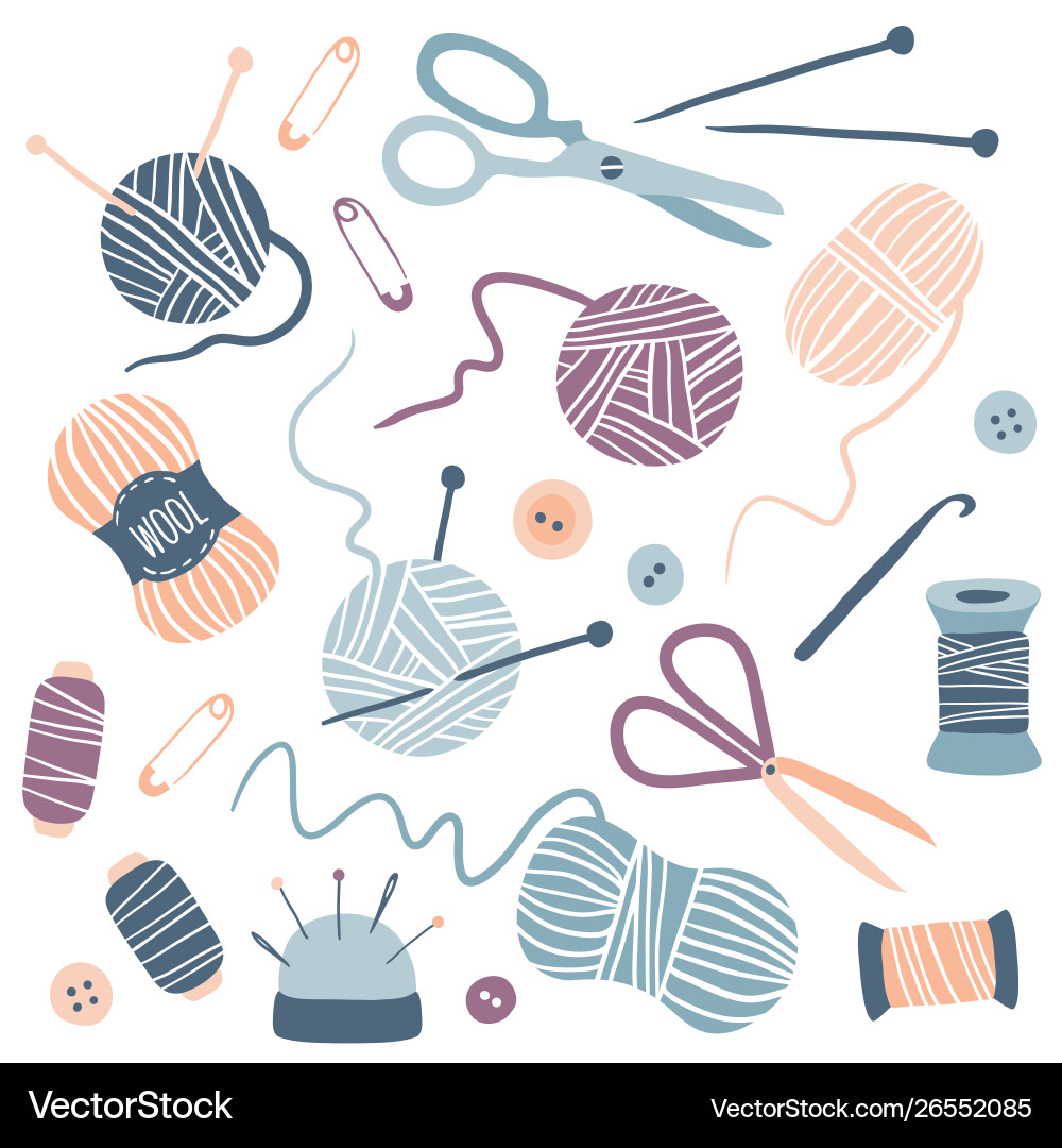 Handmade Craft Icons - Sewing & Knitting Vector Image