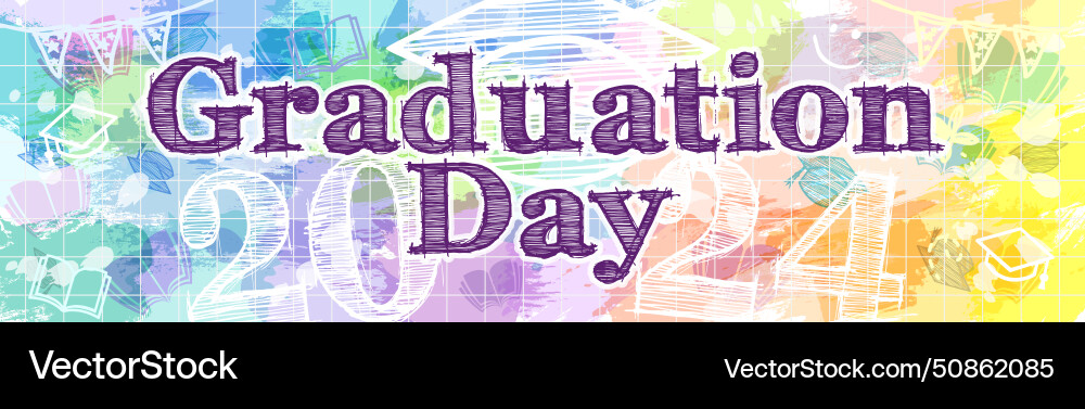 Happy graduation day art banner Royalty Free Vector Image
