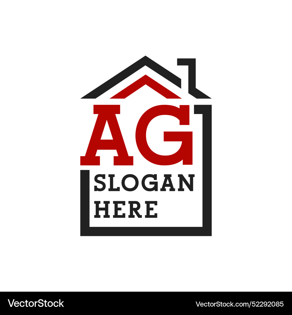 Initial ag house logo for roofing letter real Vector Image
