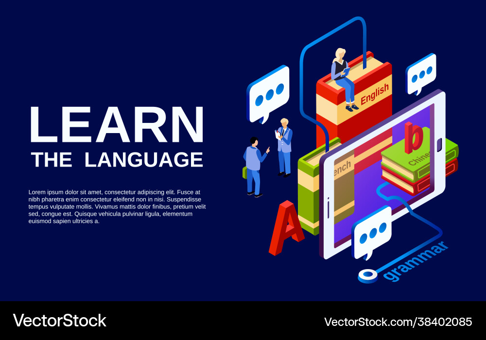 Language learning poster Royalty Free Vector Image