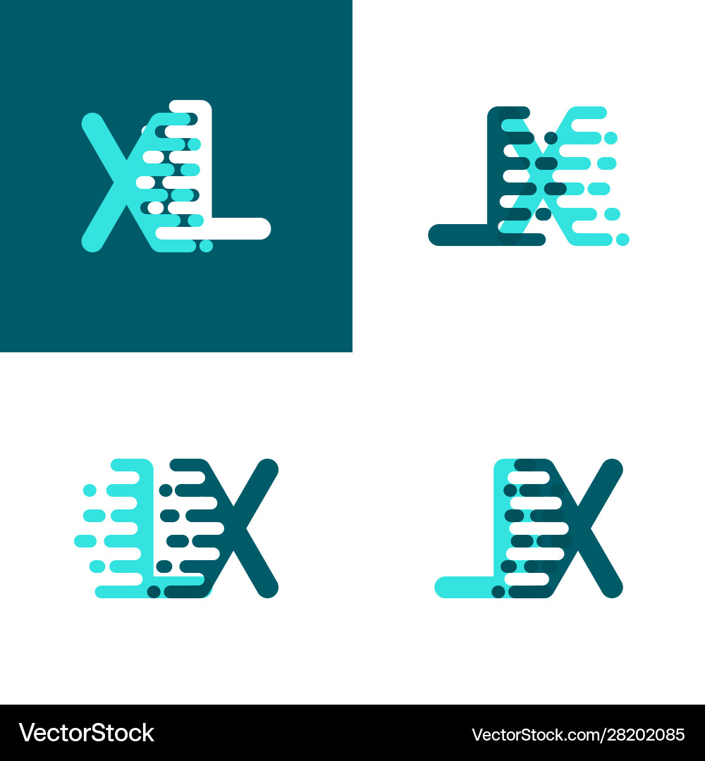 Lx letters logo with accent speed in light green Vector Image