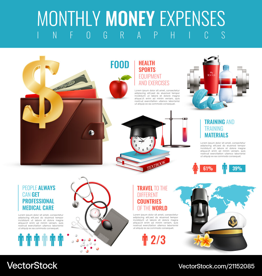 Monthly Expense Tracker - Wallet Infographic Vector Image