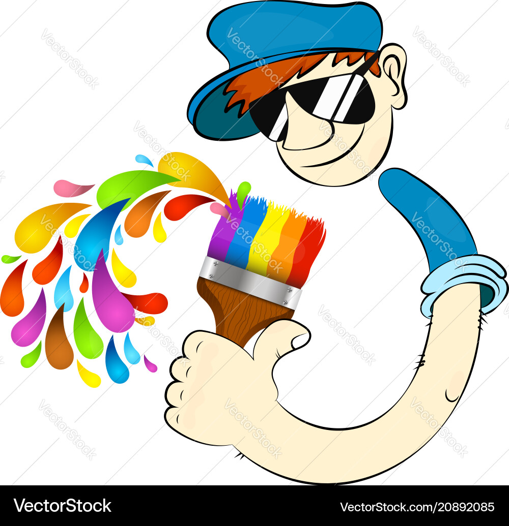 Painter with brush and paint Royalty Free Vector Image