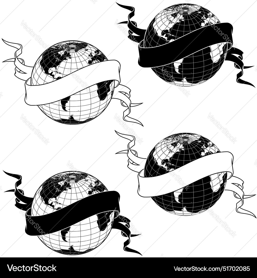 Planet earth surrounded with ribbon Royalty Free Vector