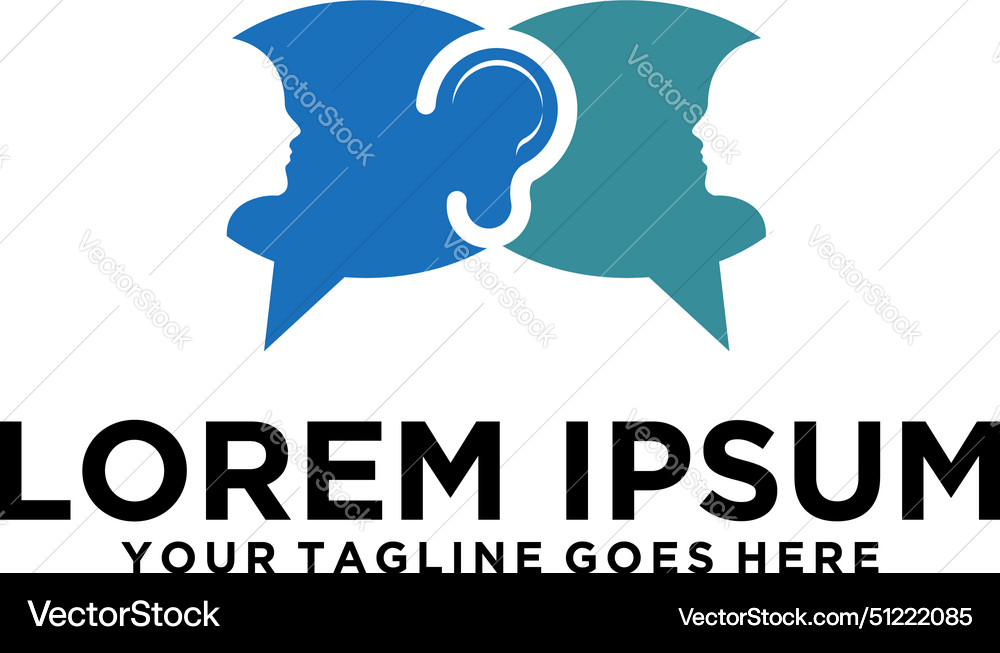 Practice listening and speaking logo Royalty Free Vector