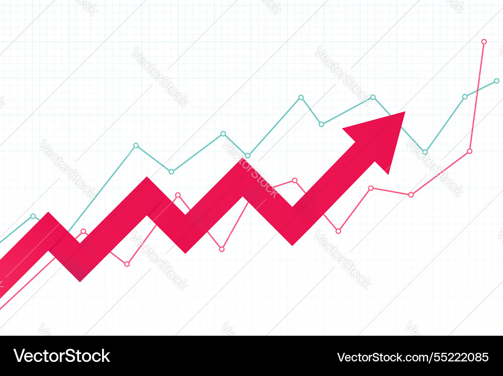 Rising financial chart with upward arrow Vector Image
