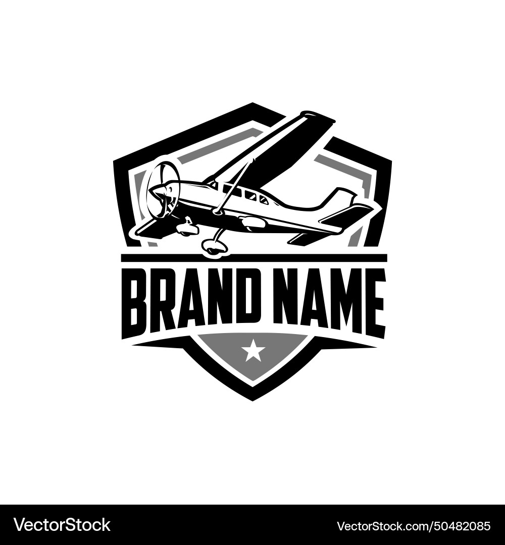 Small plane light aircraft emblem logo isolated Vector Image
