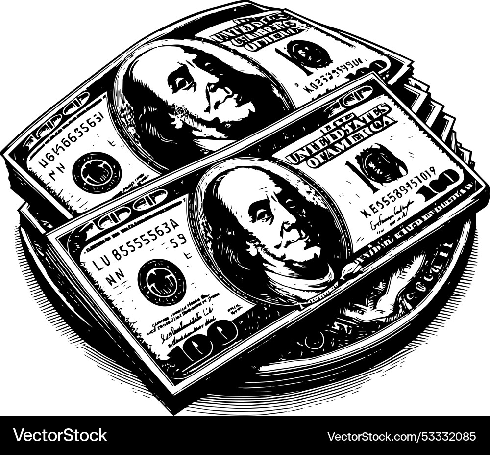 Stacks of coins and dollar bills Royalty Free Vector Image