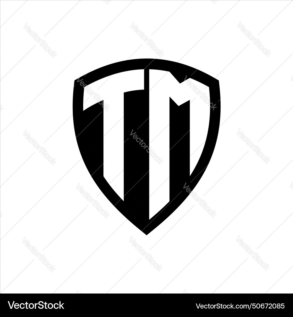 Tm monogram logo with bold letters shield shape Vector Image