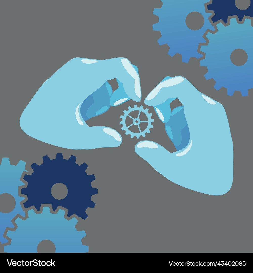 Zahnrad in den Händen Lizenzfreies Vektorbild