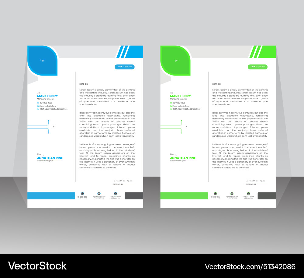 A unique letterhead design template Royalty Free Vector