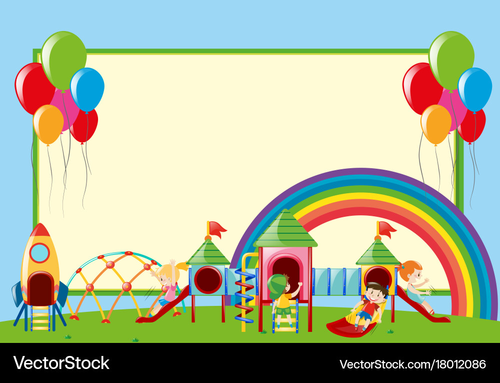 Border template with kids at playground Royalty Free Vector