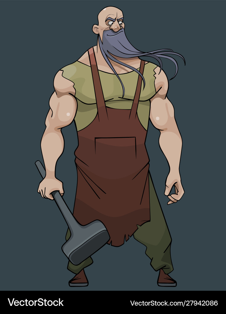 Cartoon man blacksmith with a long beard Vector Image