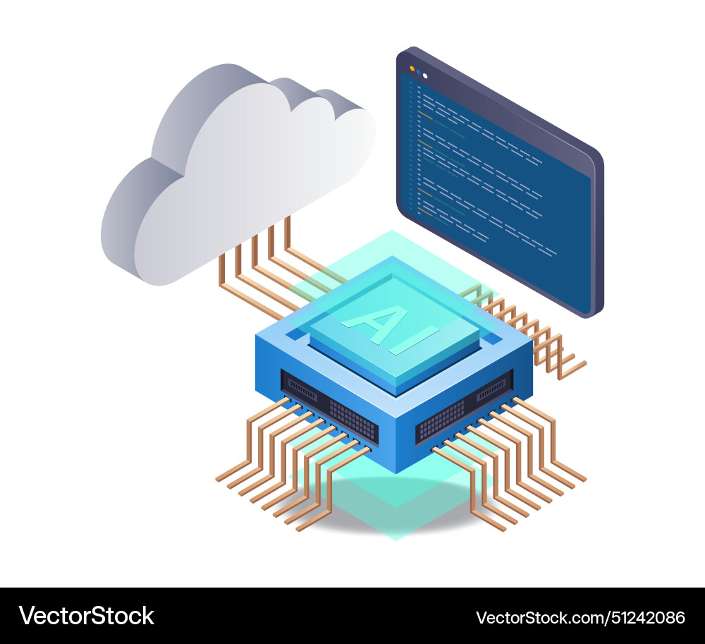 Cloud server artificial intelligence technology Vector Image