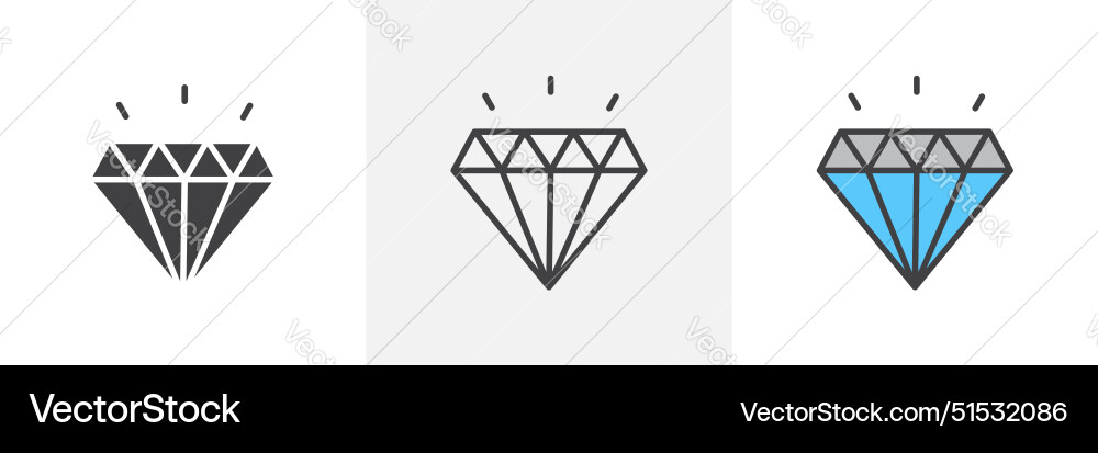 Gem icon set luxury diamond pictogram value Vector Image