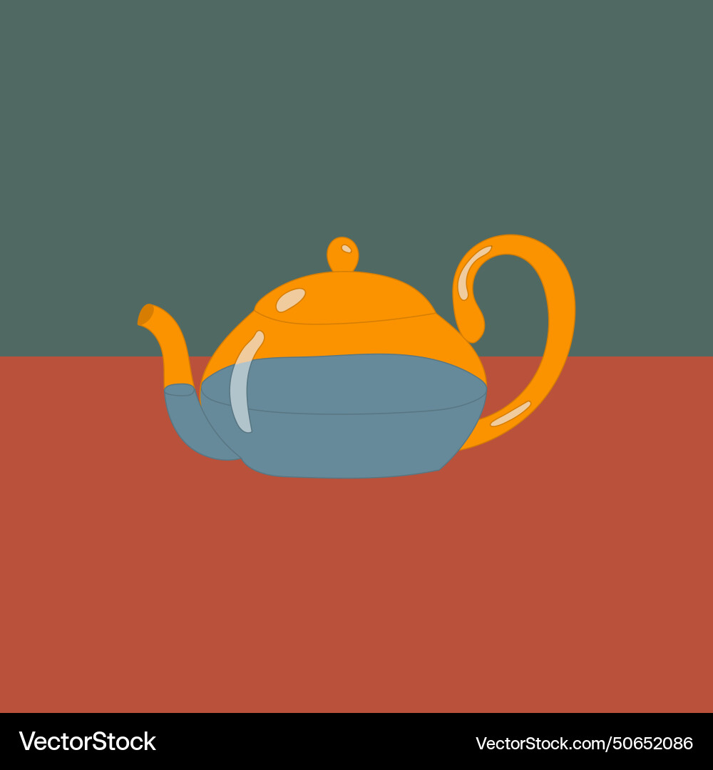 Glass tea kettle colored flat isolated Royalty Free Vector