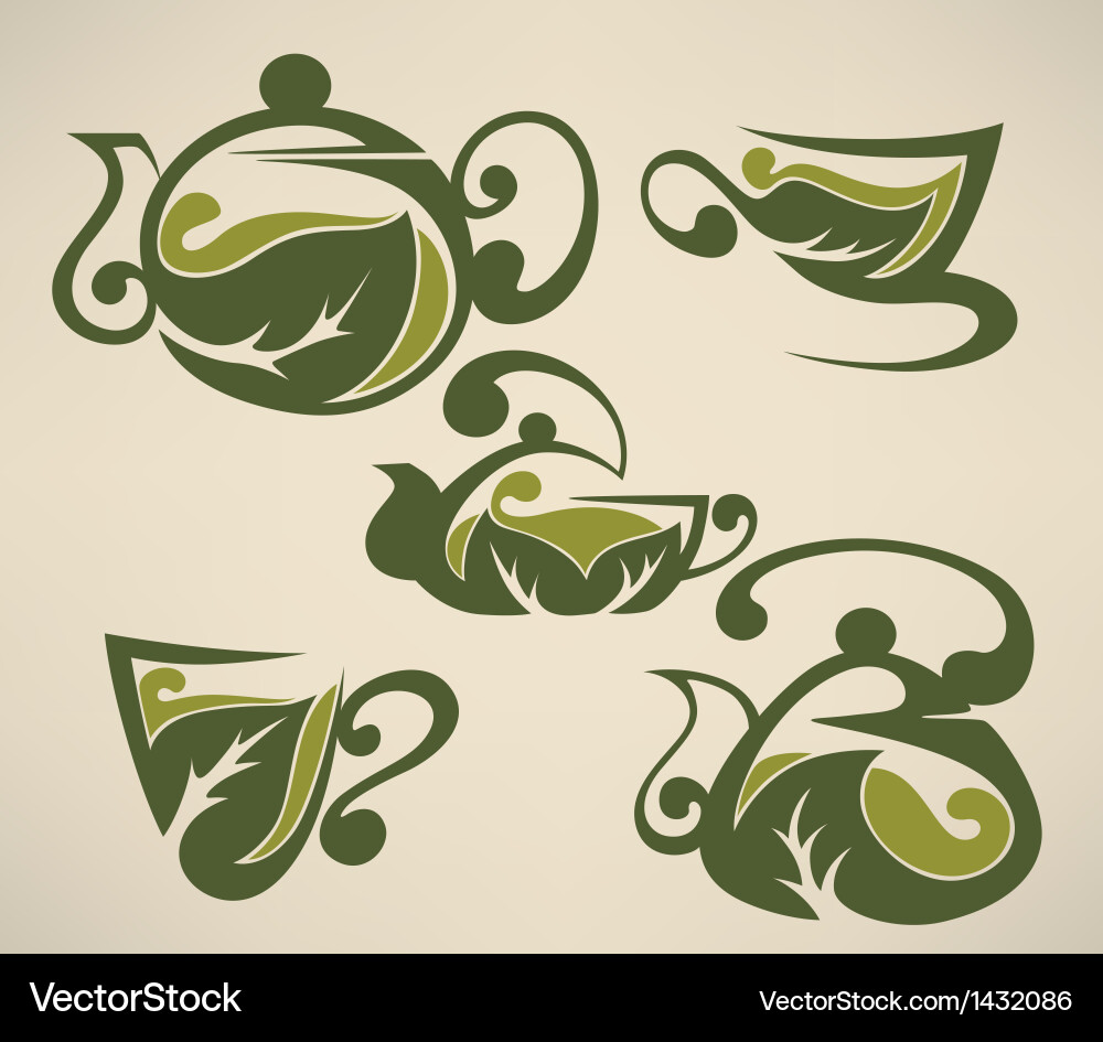 Herbal tea symbols collection Royalty Free Vector Image