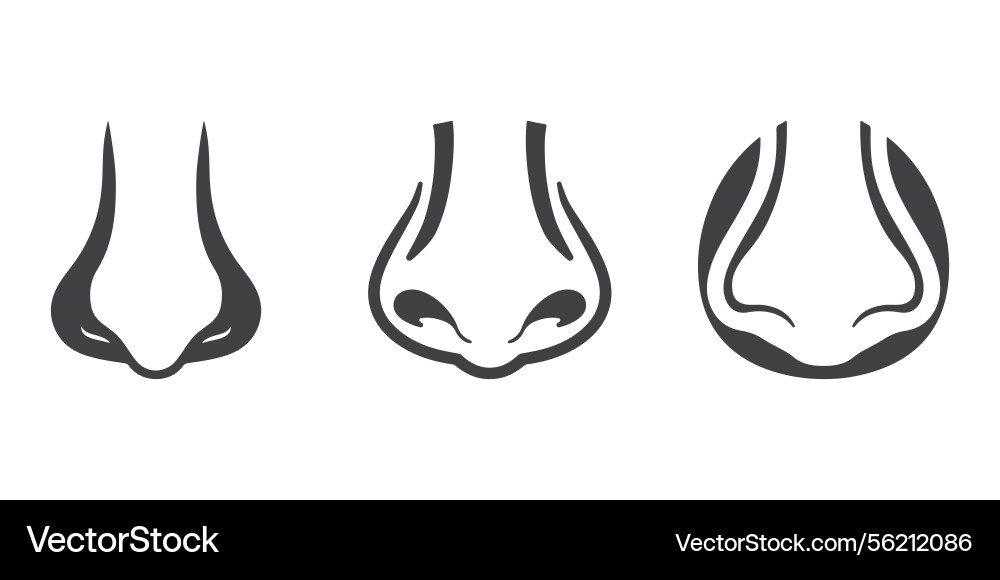 Human nose icons silhouette set Royalty Free Vector Image