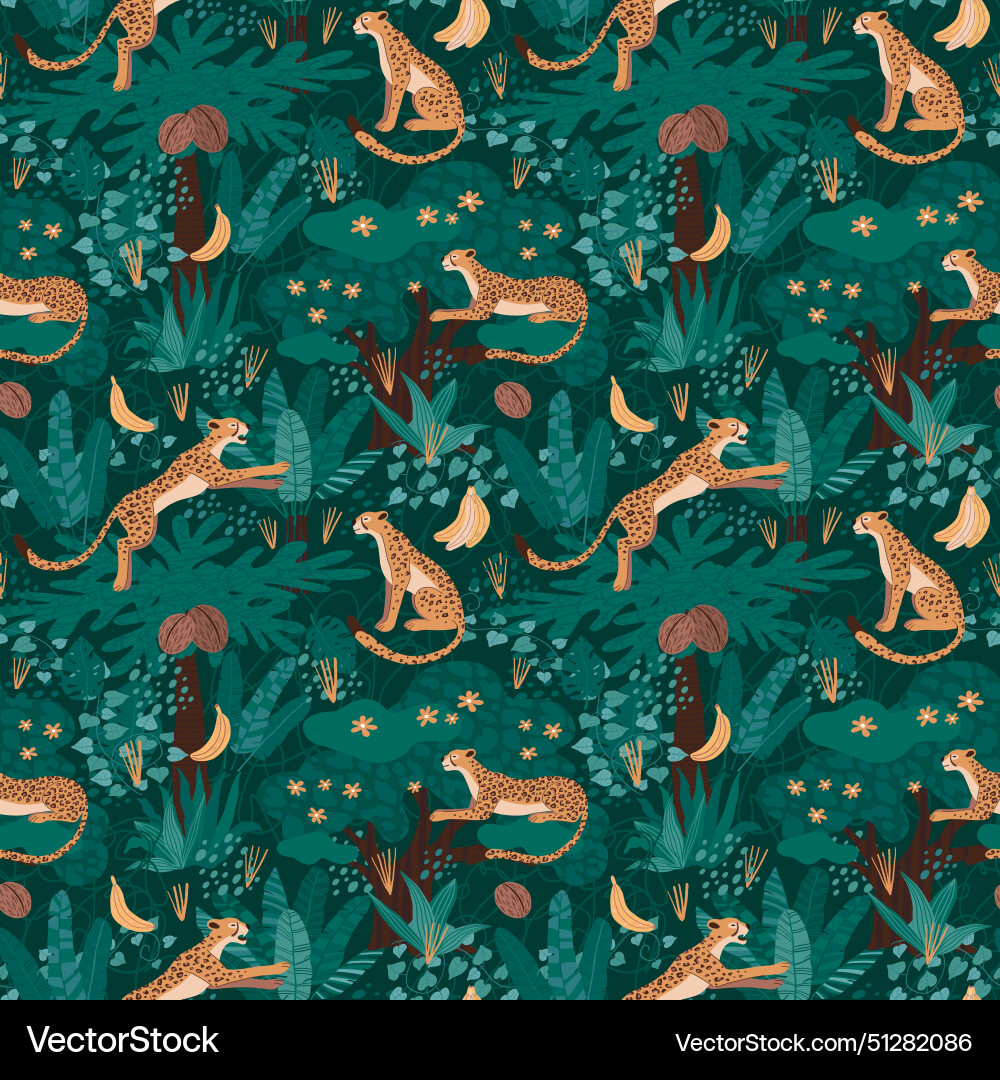 Jungle pattern leopard animal in tropic african Vector Image