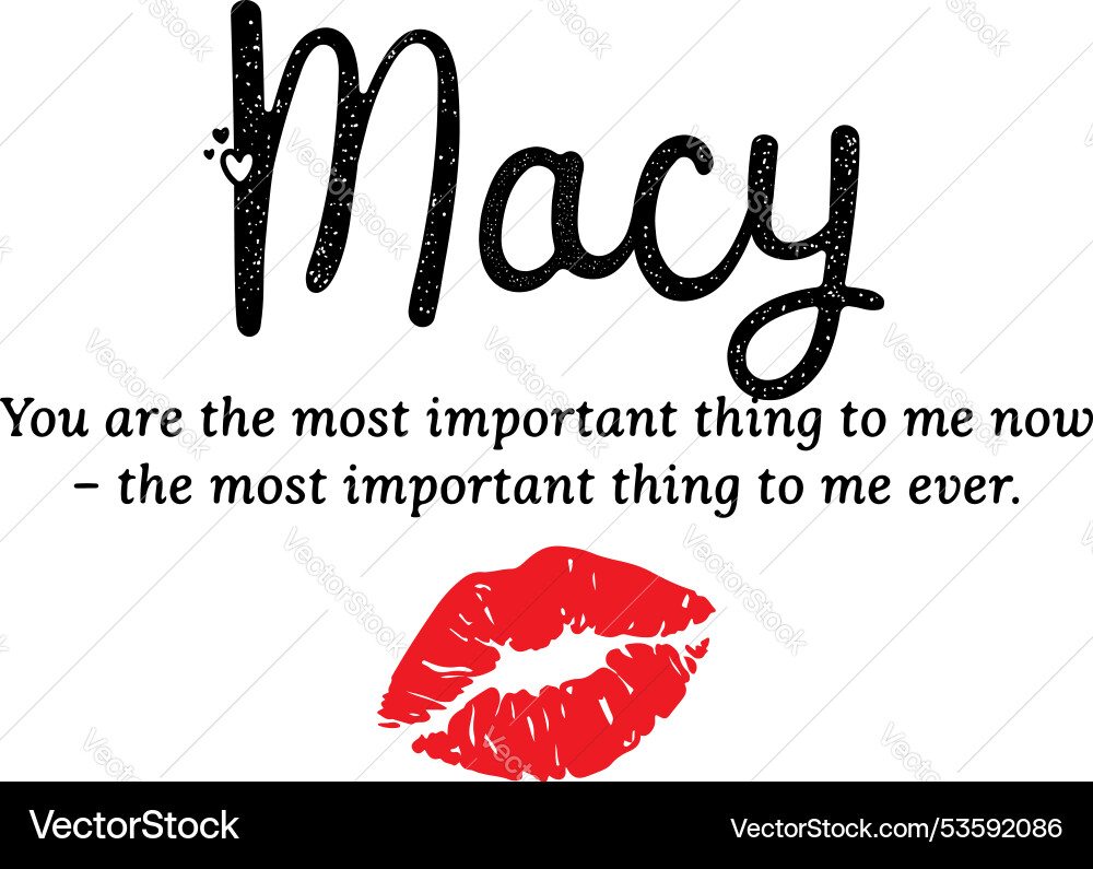 Macy name with lip Royalty Free Vector Image - VectorStock