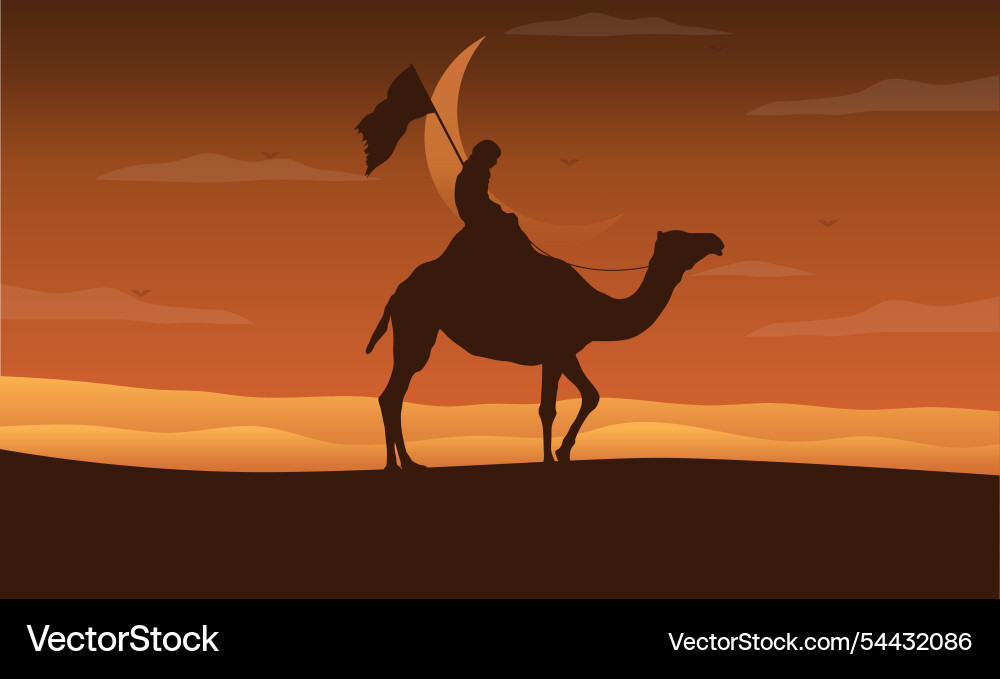Muslim warrior in the desert Royalty Free Vector Image