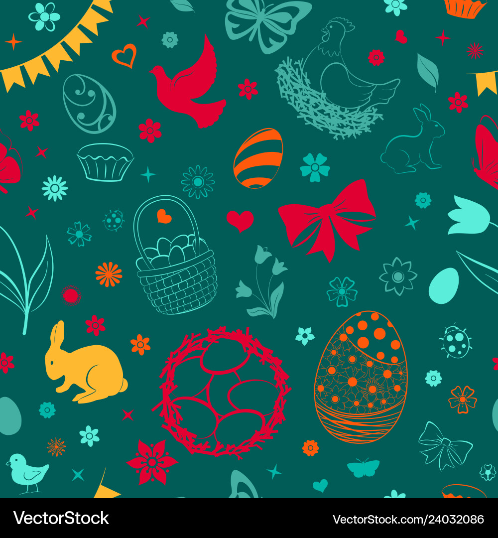 Seamless pattern of easter symbols Royalty Free Vector Image
