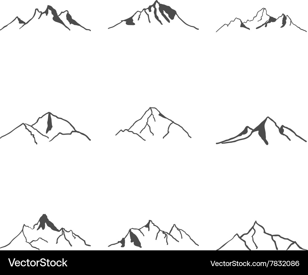 Set of mountain icons Royalty Free Vector Image